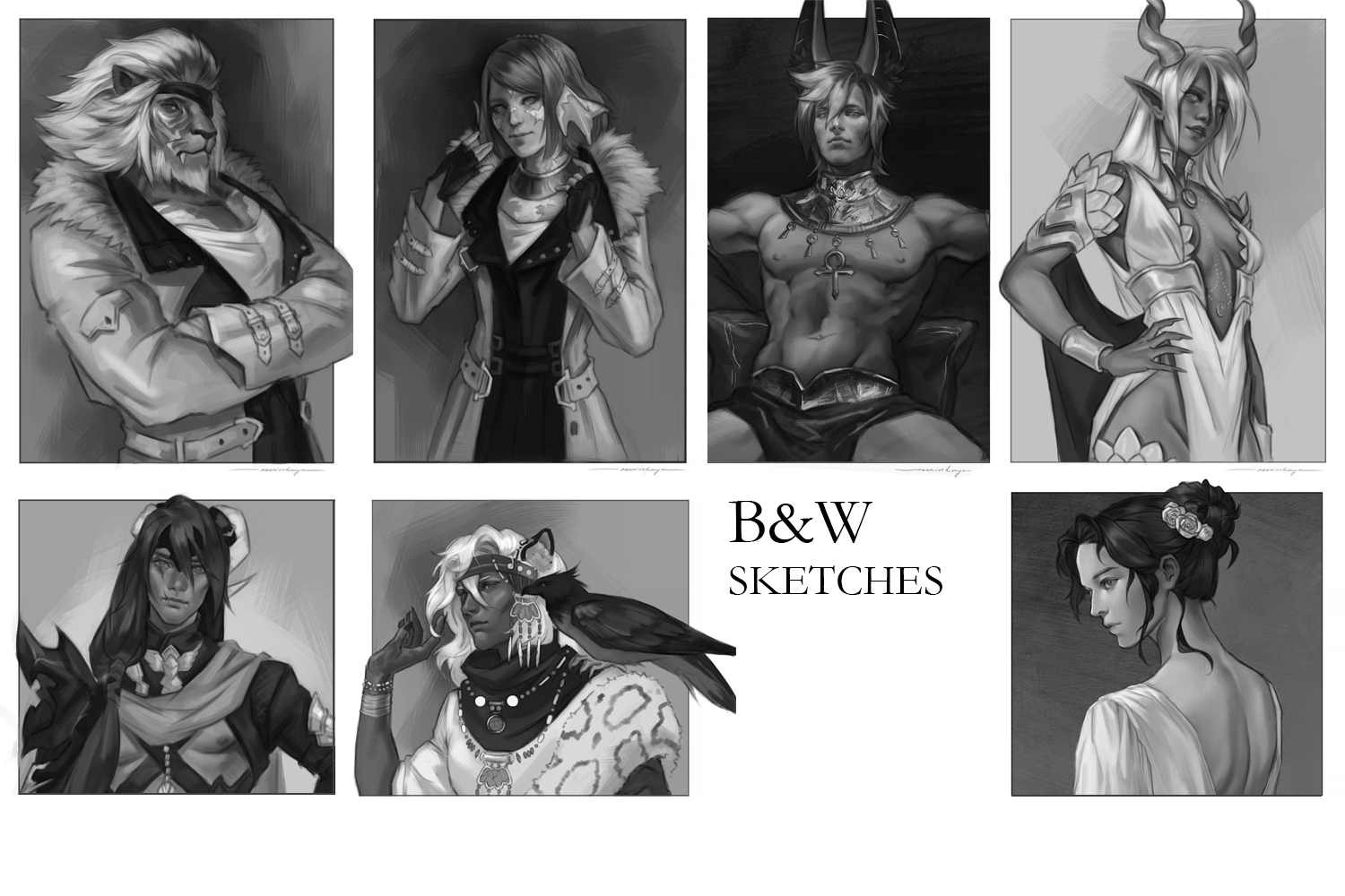 B&W Sketch Commission - Artists&Clients