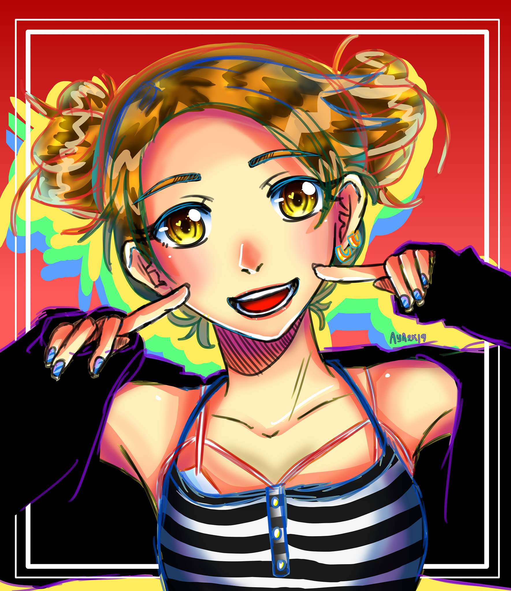 Colored Bust-Up Drawing Sketchy Lineart - Artists&Clients