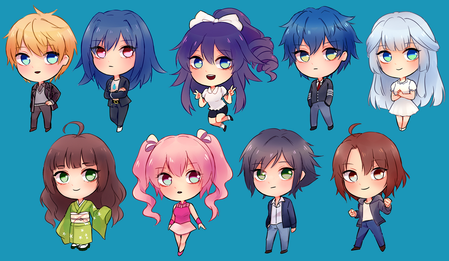 Coloured and shaded Chibi Illustration - Artists&Clients