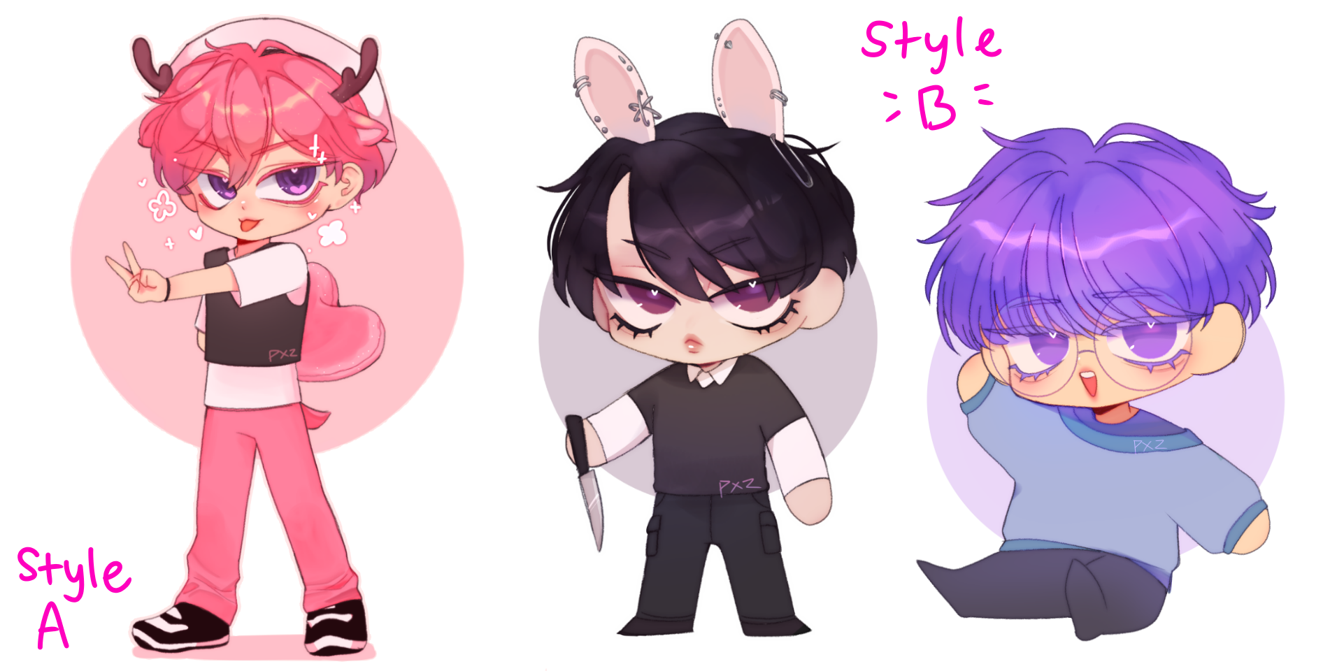 full-colored chibi (2 styles) - Artists&Clients