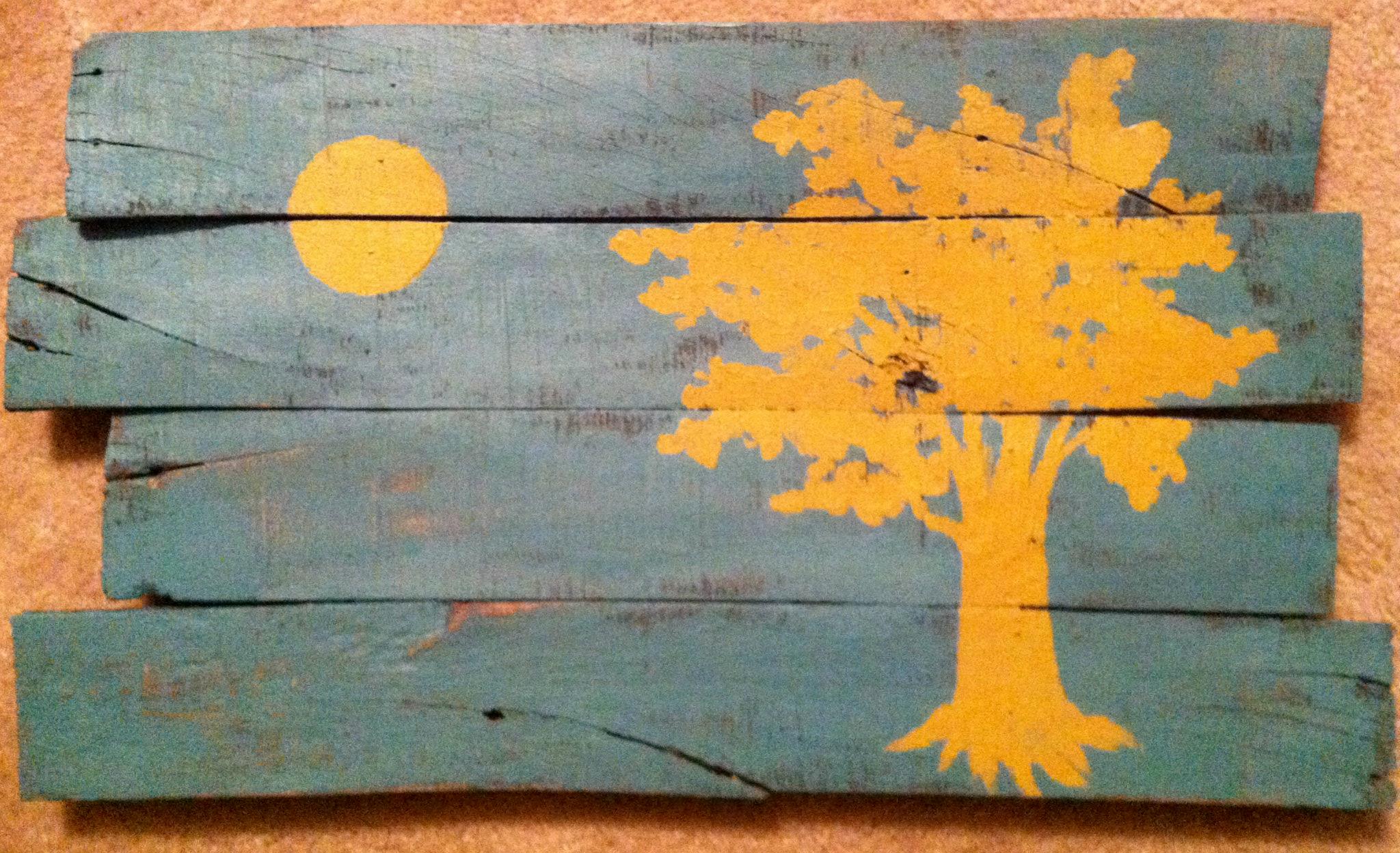Distressed Tree on Barnwood 16x24 - Artists&Clients