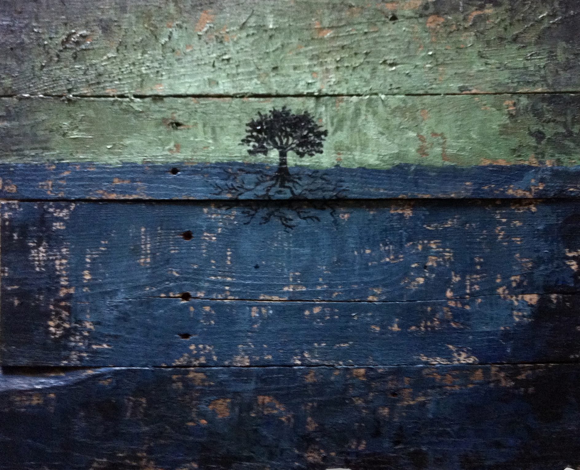 Distressed Tree on Barnwood 12x10 - Artists&Clients