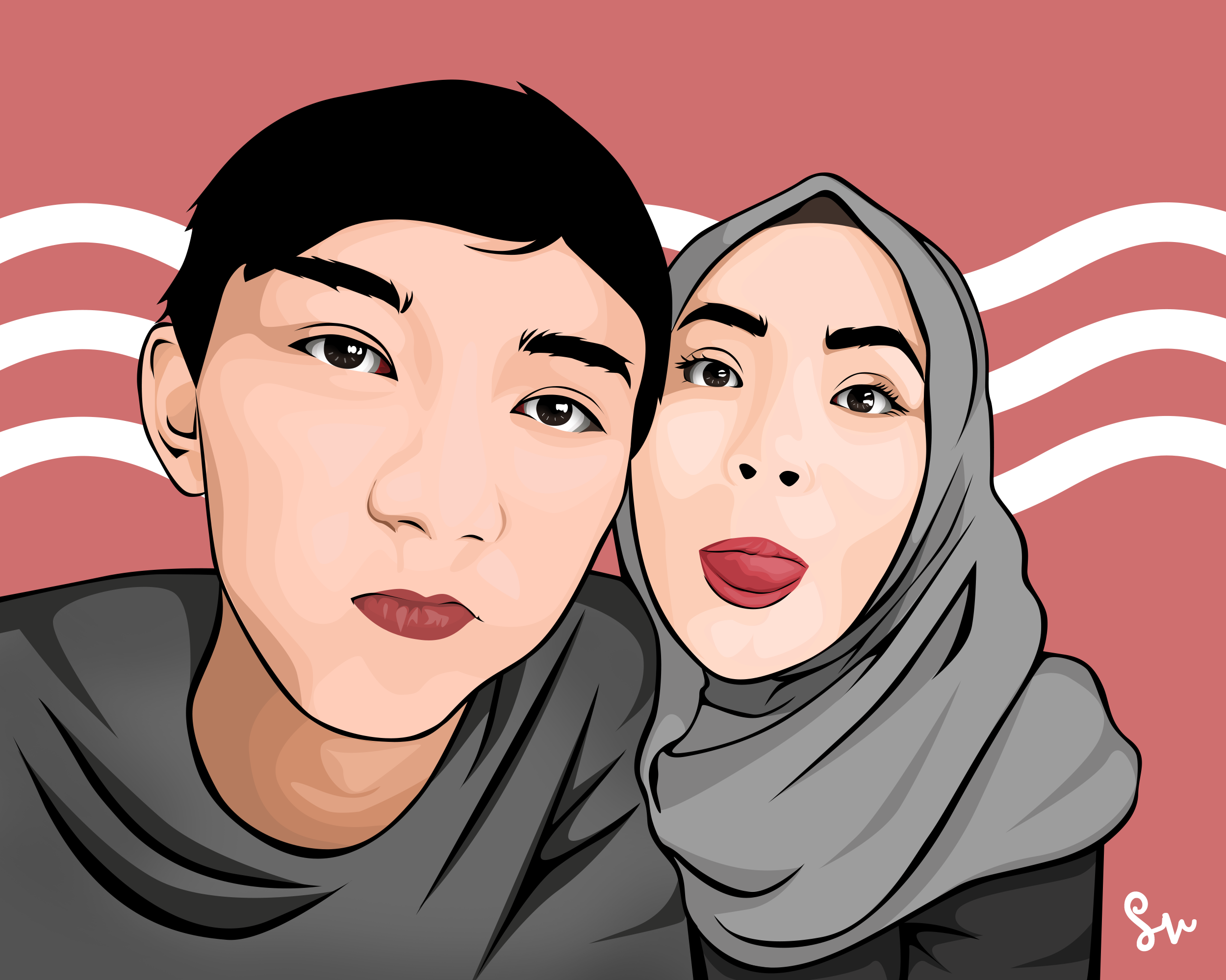 Colored Vector Art Face - Artists&Clients